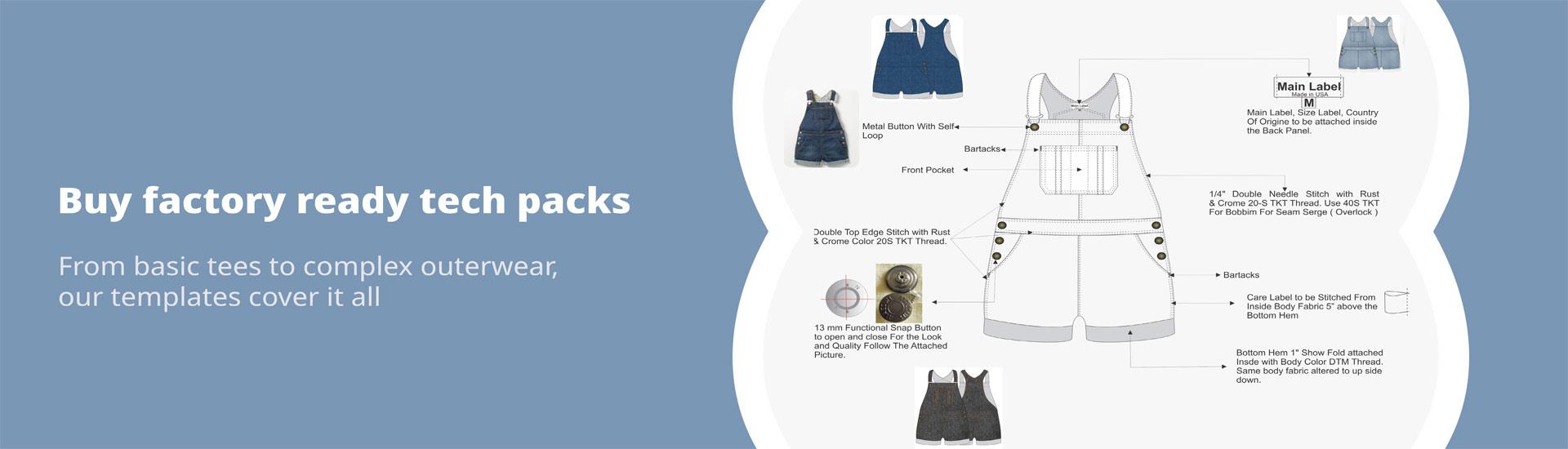 Tech Pack Template | Apparel Mockup | CAD Patterns & Prints